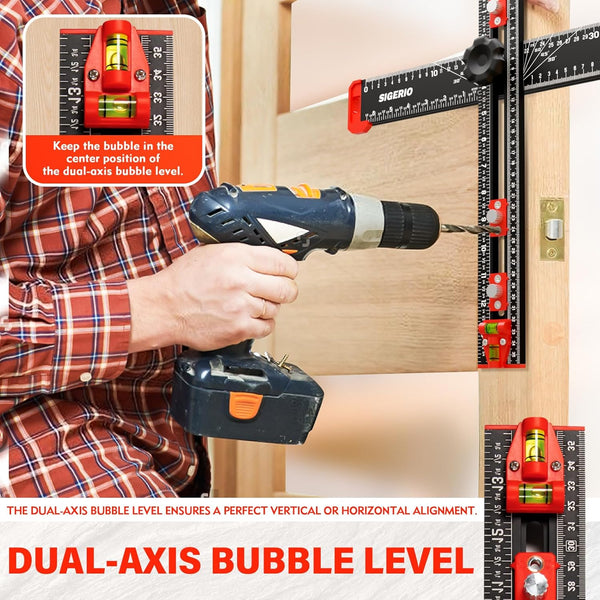 4 in 1 Drilling Positioning Ruler, Aluminum Alloy T Square Ruler, Mul ...